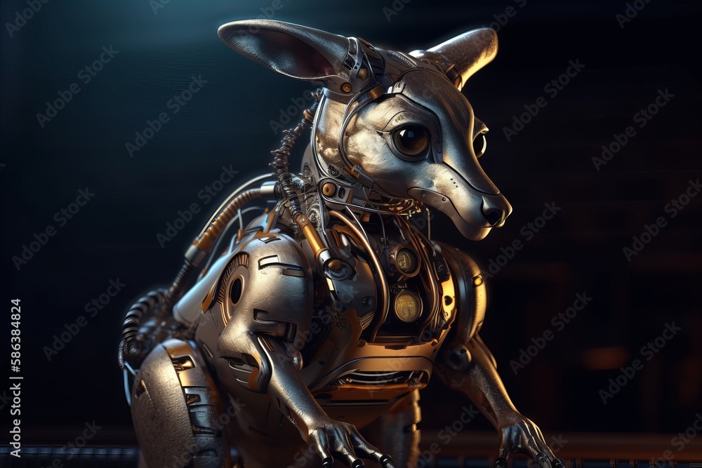 Kangaroo Robot: Highly Detailed 3D Sculpture with Rococo Style and ...