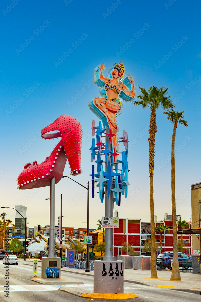 Ruby Slipper neon sign, downtown Las Vegas, near the Fremont Street ...