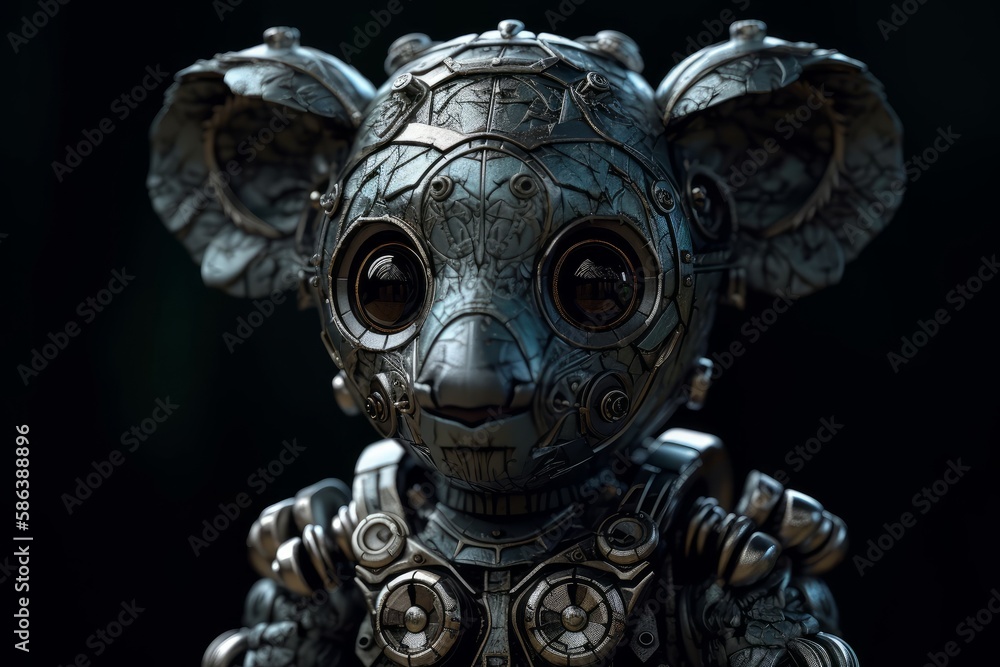 Koala Robot in Rococo Style with 3D Volume and Super Details, set in an ...