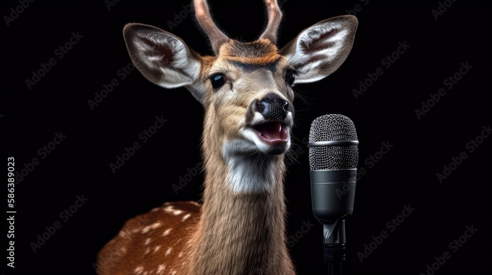 Deer making people laugh on stage, standup show. generative AI. a deer ...