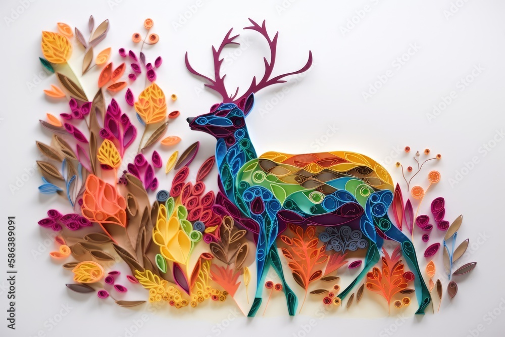 Abstract of deer using quilled papercraft art for background ...