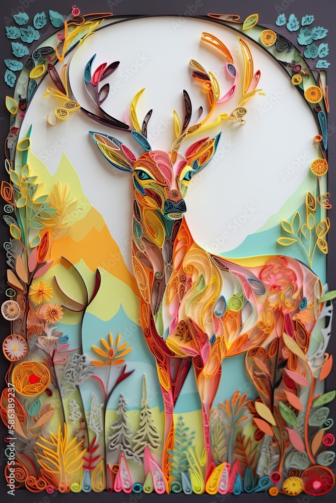 Abstract of deer using quilled papercraft art for background ...