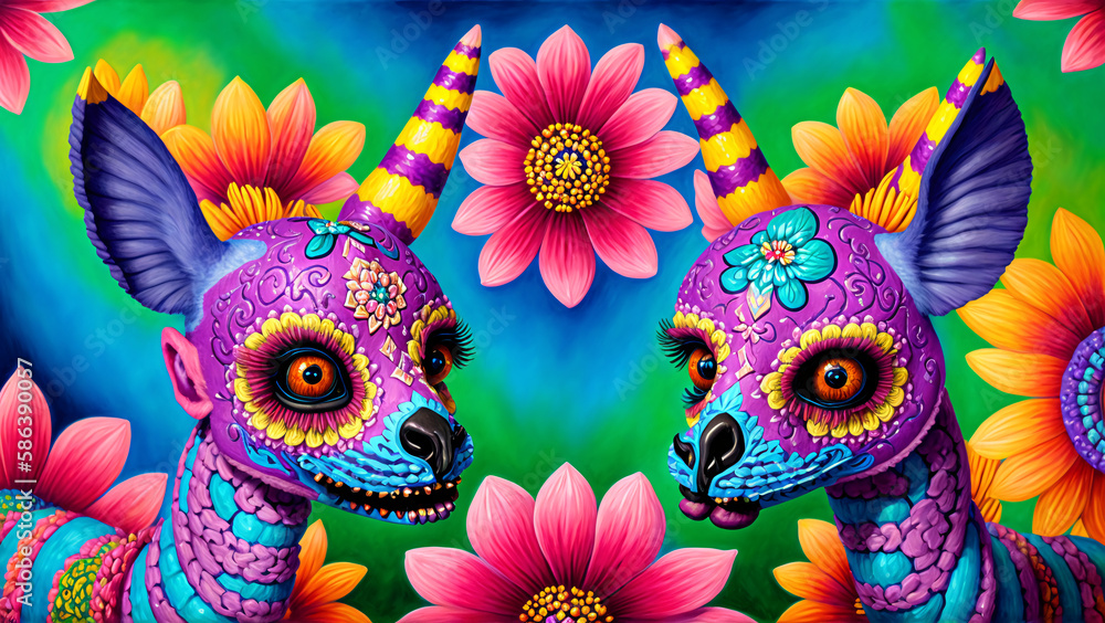 Día de Muertos México: Alebrije, IA Generativa Stock Illustration ...