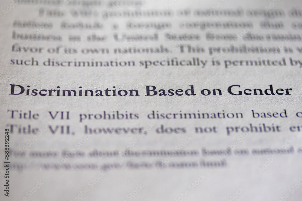 gender discrimination based on gender printed in text on page as visual ...