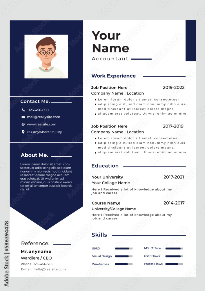 Print Simple Professional Cv And Resume Template With Photo and skills ...