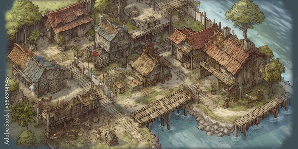 village map for ttrpg or other game (generative ai content) Stock ...
