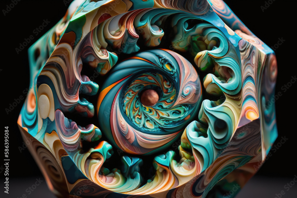 colored stone with round core in spiral pattern created with Generative ...