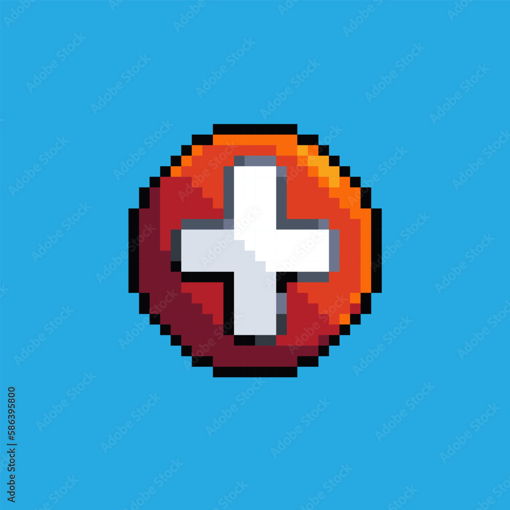 Pixel art illustration Red Cross health. Pixelated red cross. Red Cross ...