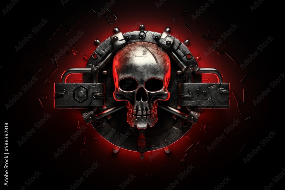 A lock with a skull and crossbones in the center, symbolizing the ...
