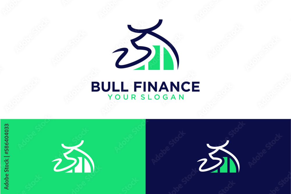 bull logo design with financial Stock Vector | Adobe Stock