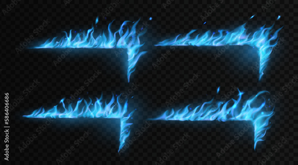 Blue fire frame corners. Store sale and shopping discount promotion ...