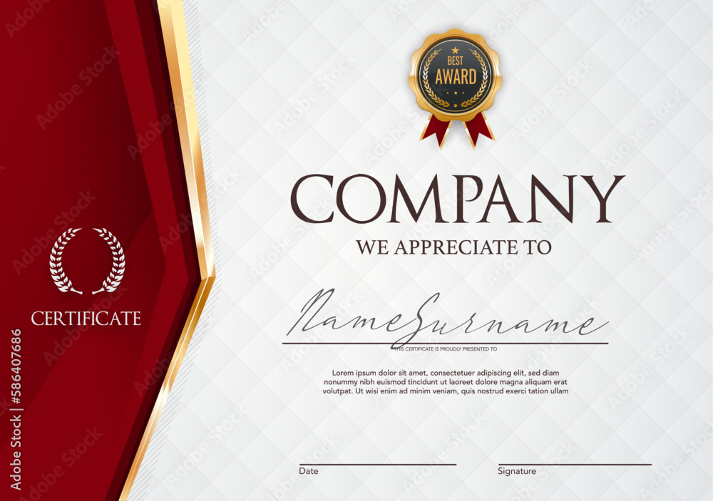 Recognition, appreciation and education award certificate. Vector ...