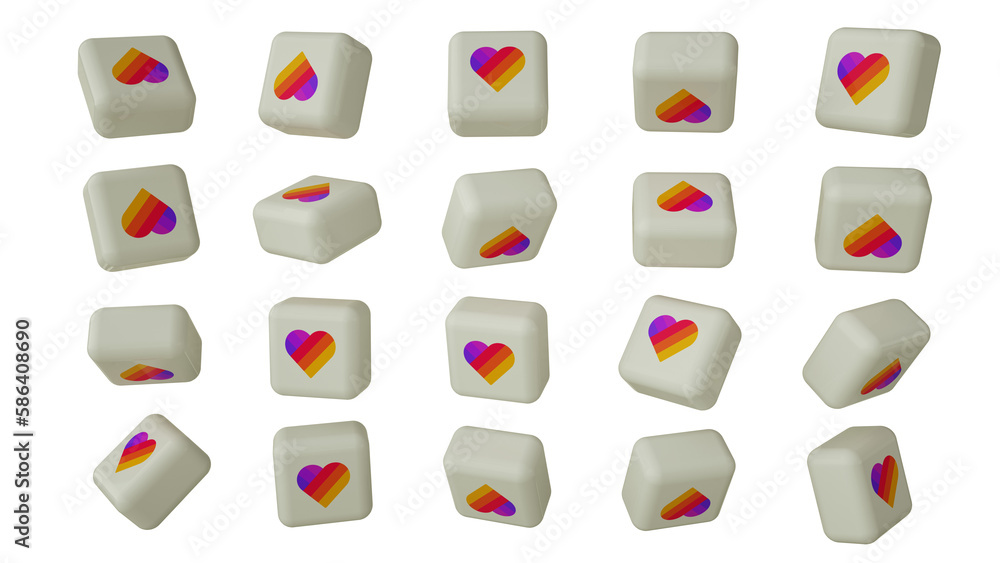 Set of 3D rendered Likee logos in different angles and orientation ...