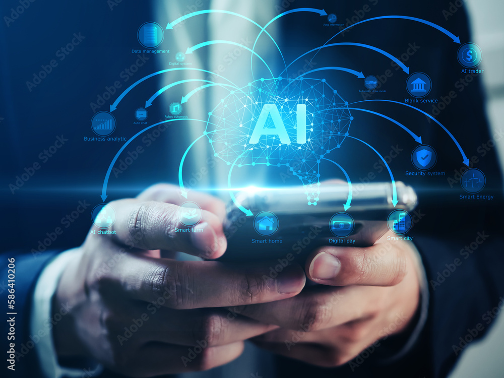 AI Artificial Intelligence people using technology and AI application ...