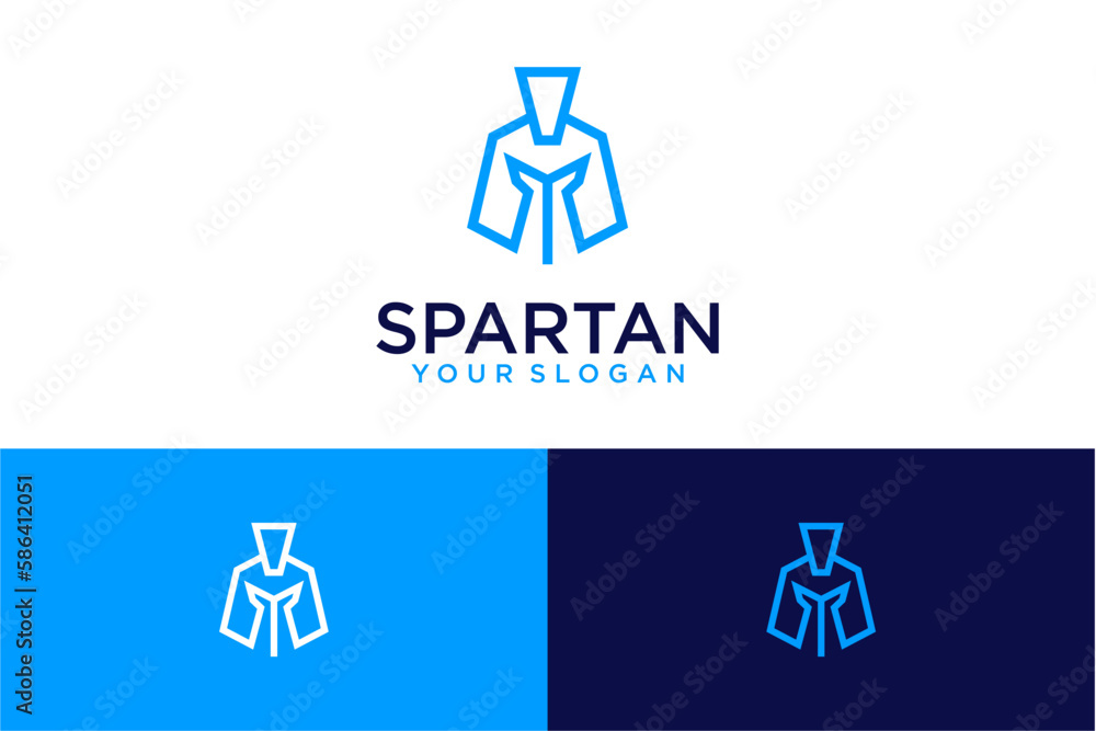 spartan logo design with line art Stock Vector | Adobe Stock