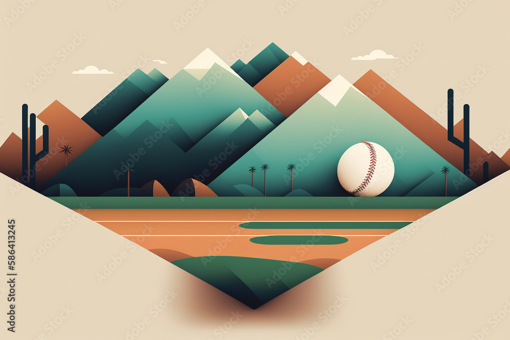 Baseball Cactus Arizona Desert Landscape Spring Training Generative AI ...