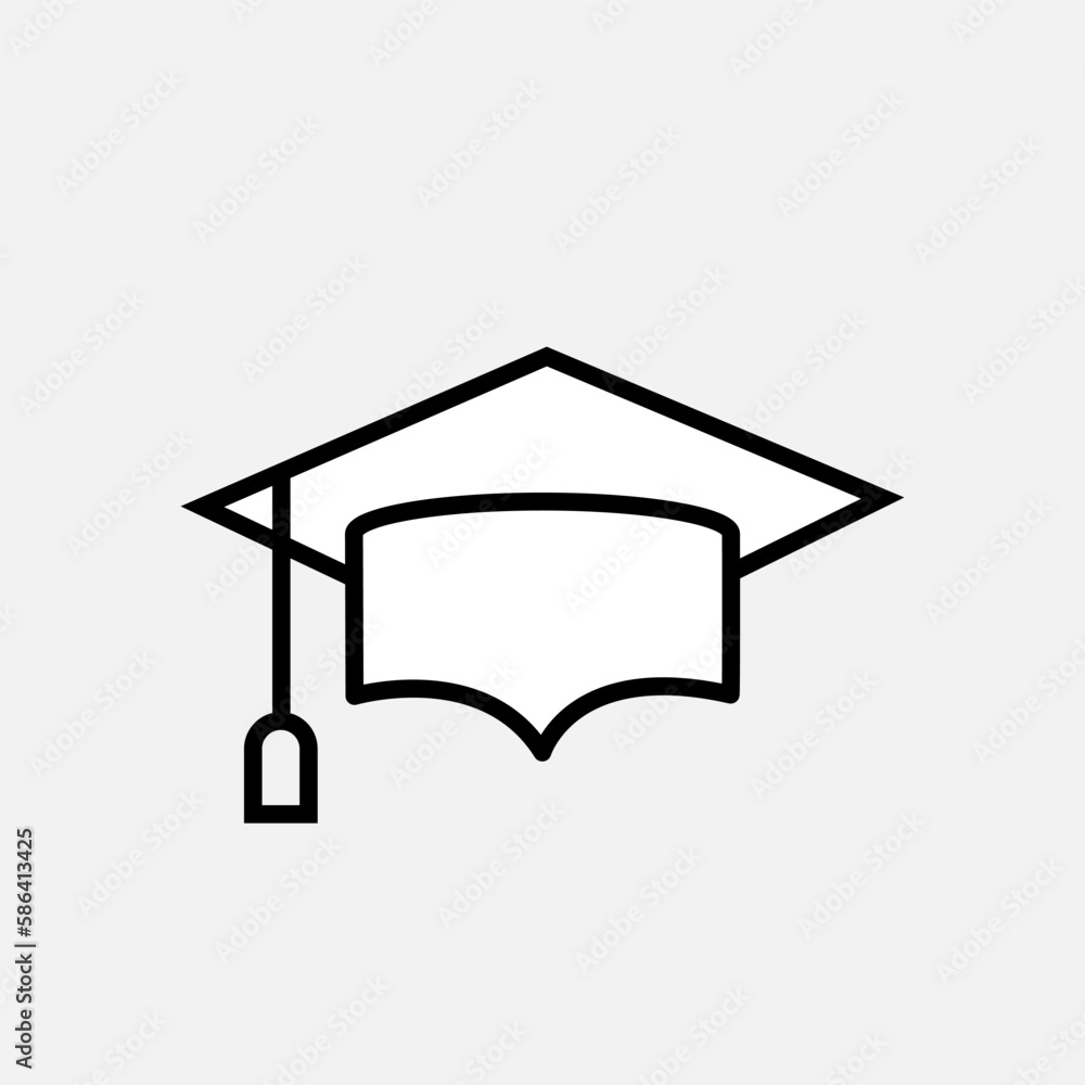 Graduation Cap Icon. Pass or Success Vector, Sign and Symbol for Design ...