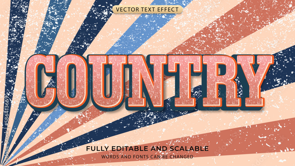 editable country text effect with vintage style Stock Vector | Adobe Stock