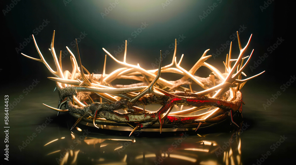 branches of thorns woven into a crown depicting the crucifixion casting ...
