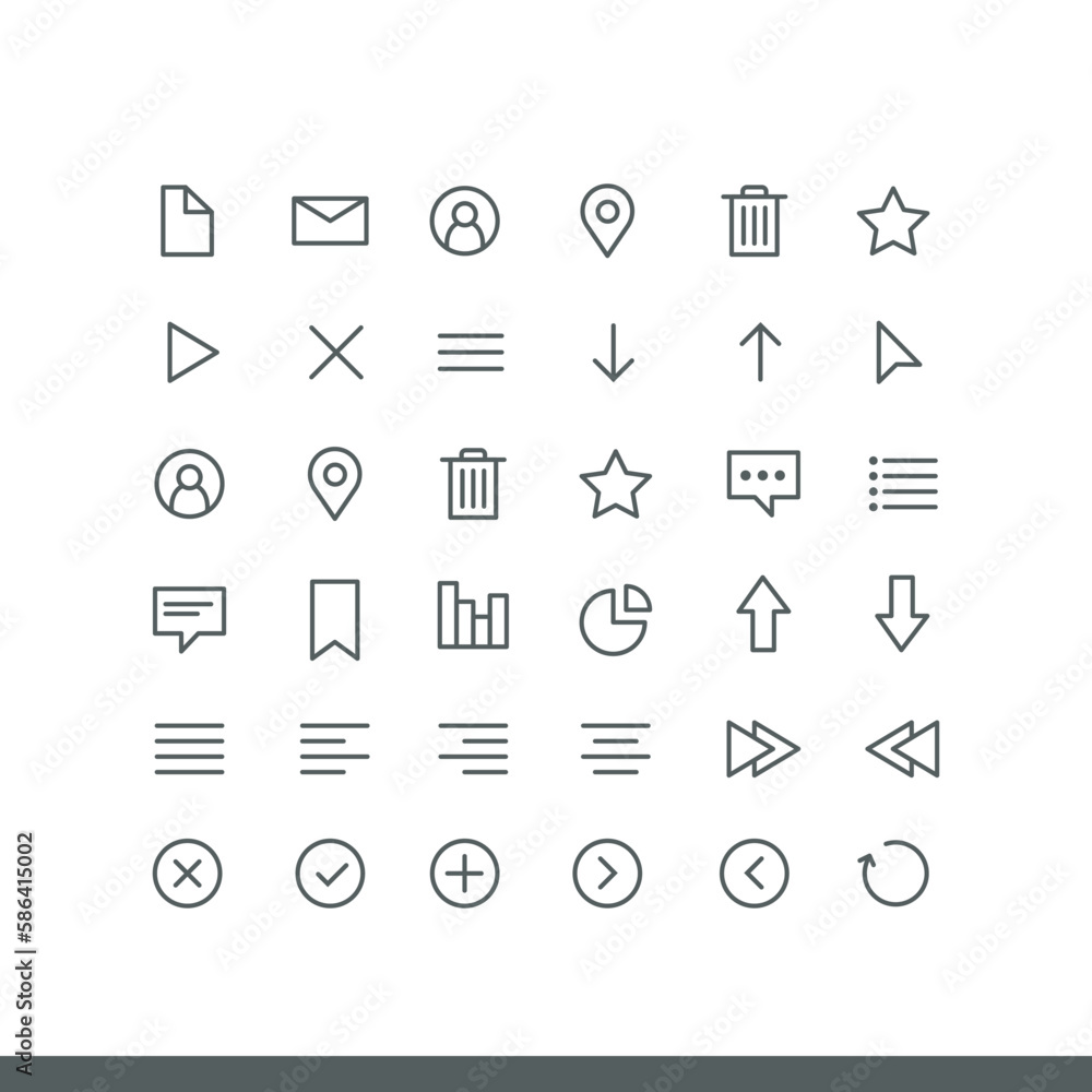 Set of Media and Web icons in line style. Vector illustration. UI UX ...