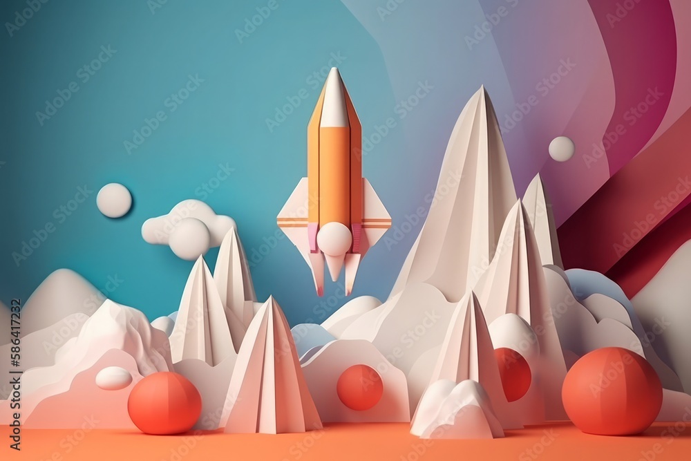 In this stunning paper art piece, a rocket launches into space ...