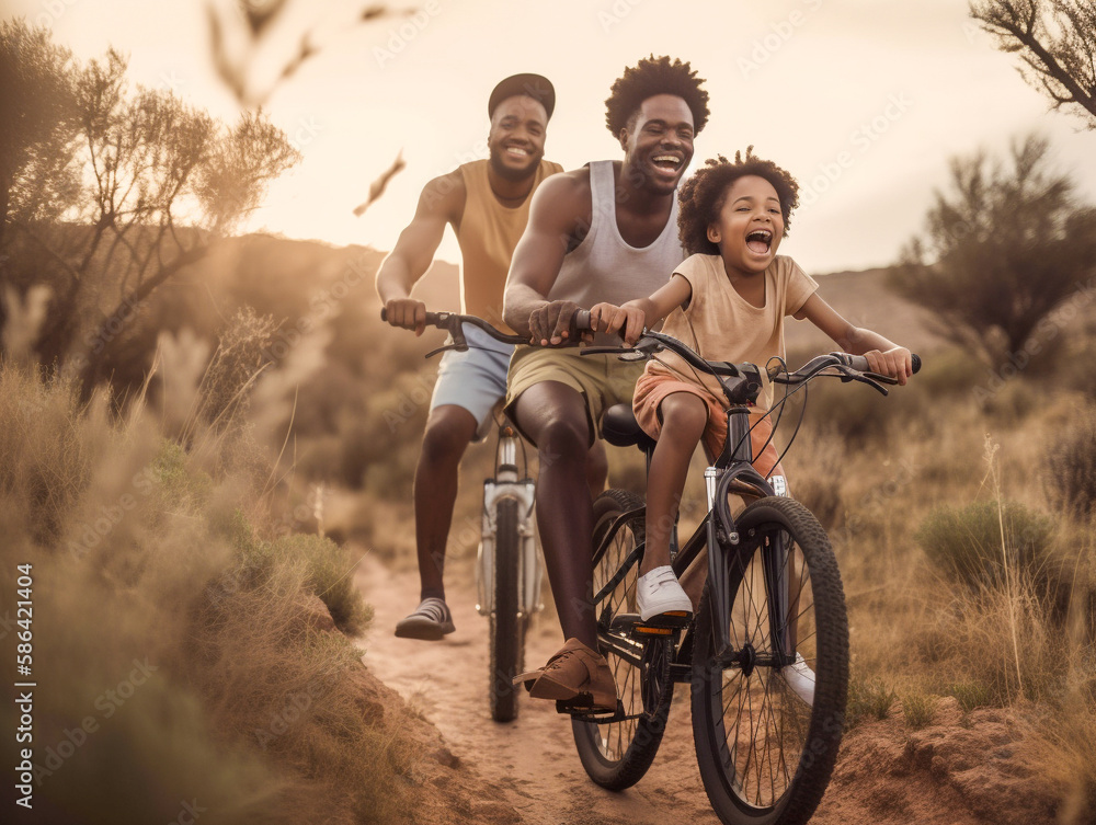 A Black Family Enjoying a Bike Ride | Generative AI Stock Illustration ...