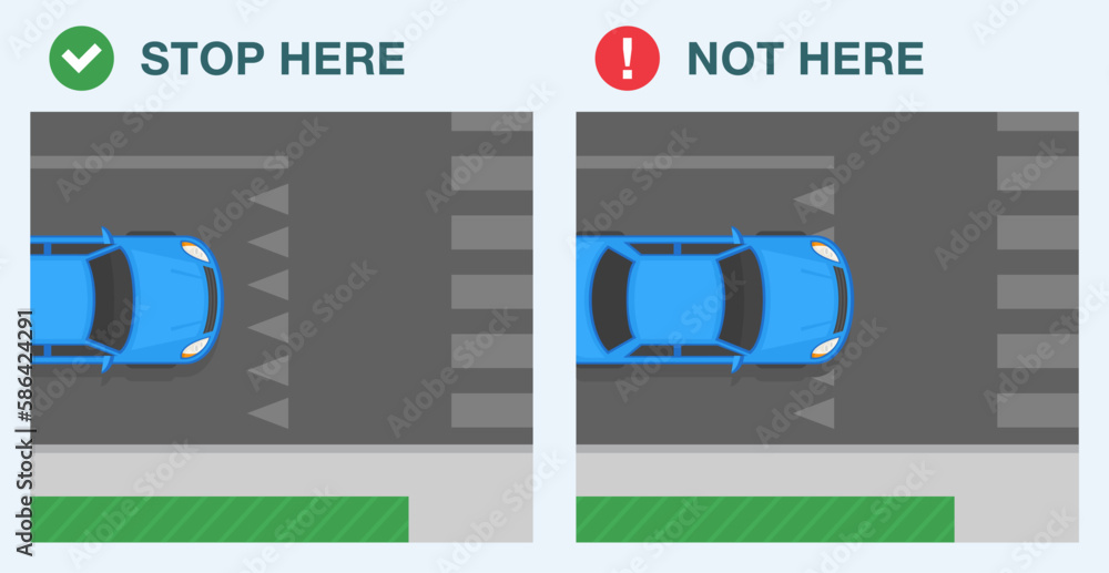 Safe driving tips and traffic regulation rules. Correct and incorrect ...