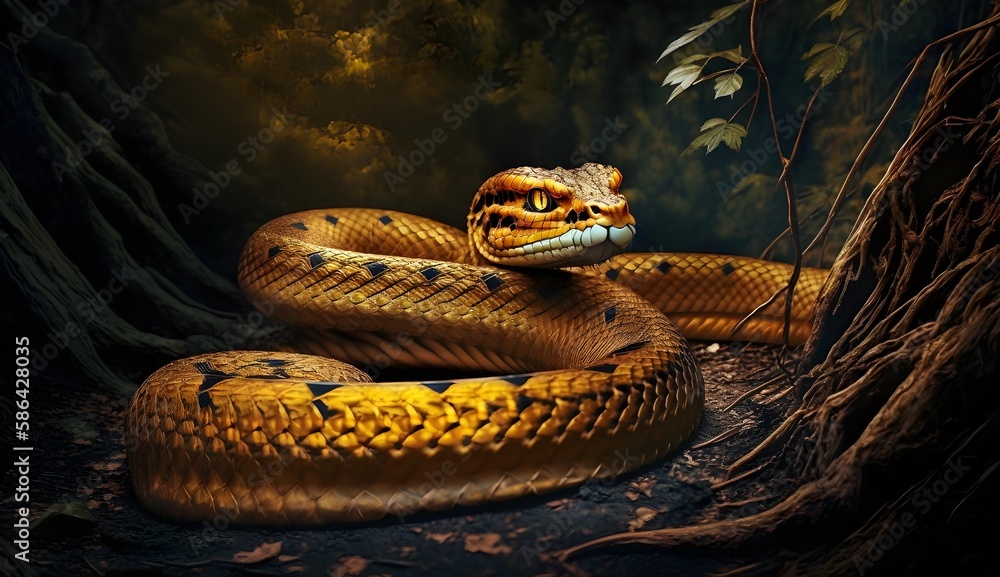 Discover the Beauty of a Golden Snake in the Forest Experience the ...