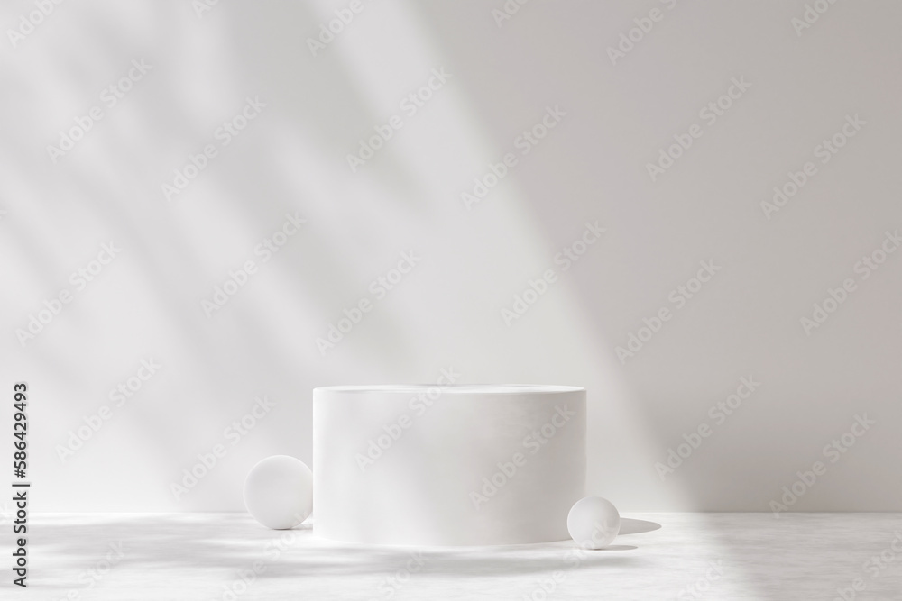 Minimal scene backdrop with clean design, 3d rendering on white round ...