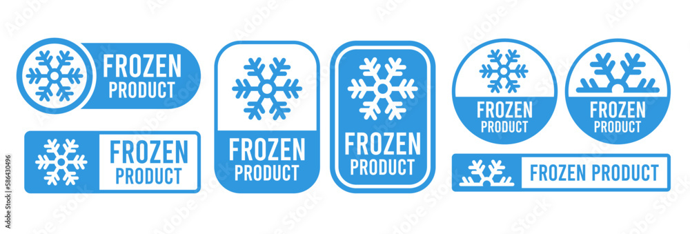 Frozen product vector food package label. Fresh frozen product ...