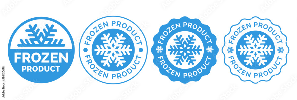 Frozen product vector food package label. Fresh frozen product ...
