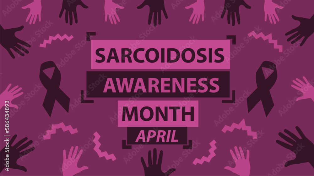 Sarcoidosis awareness month April vector banner design with purple ...