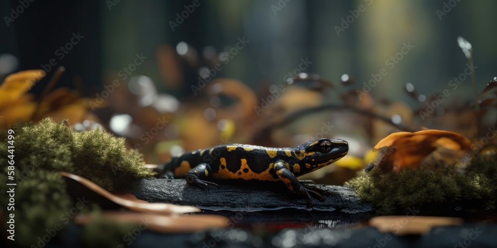 An Illustration of a Fire Salamander. Gen AI Stock Illustration | Adobe ...