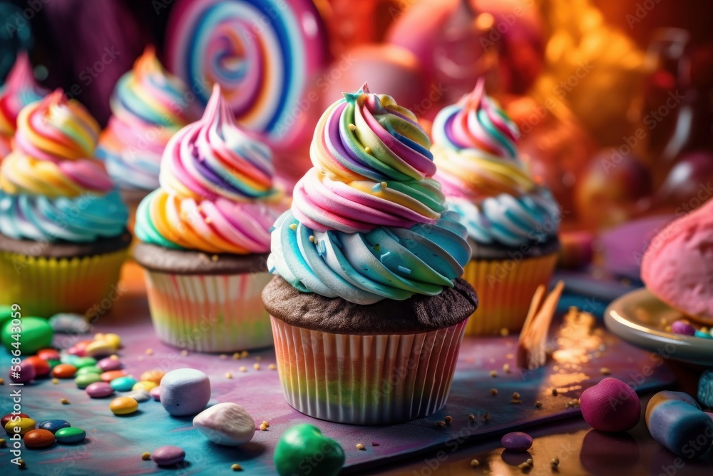 Rainbow Cupcakes Wallpaper