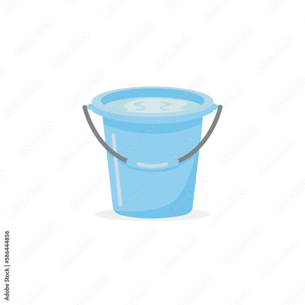 Bucket icon. Single blue color plastic bucket filled with water ...