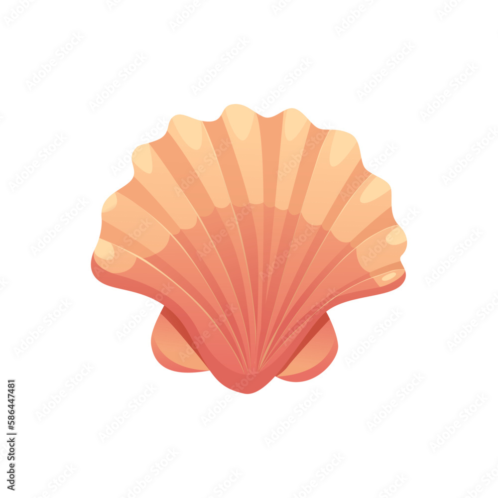 Sea Shell Isolated on White Background. Vector Illustration in Cartoon ...