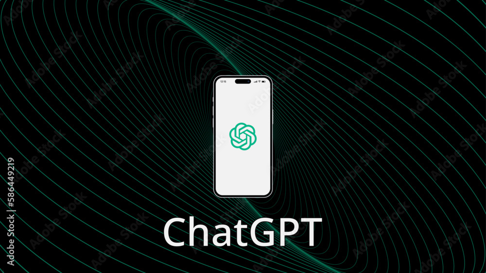 ChatGPT logo seen on smartphone display with abstract illusion tech ...