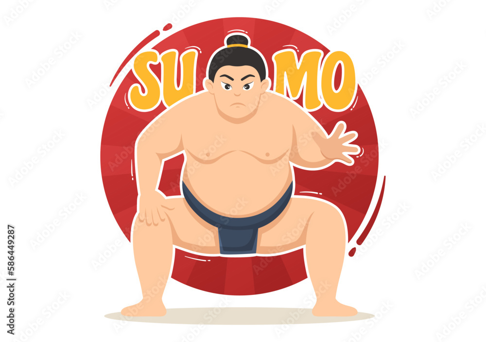 Sumo Wrestler Illustration with Fighting Japanese Traditional Martial ...