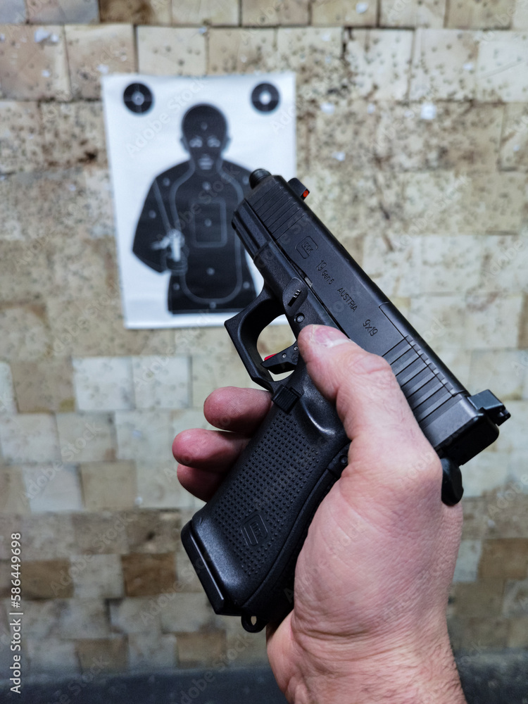 Baltic States, March 2023. Shooting from a Glock 19 pistol of the 5th ...