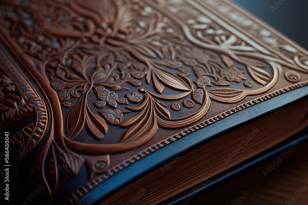 extra fine brown book cover with beautiful decorations created with ...