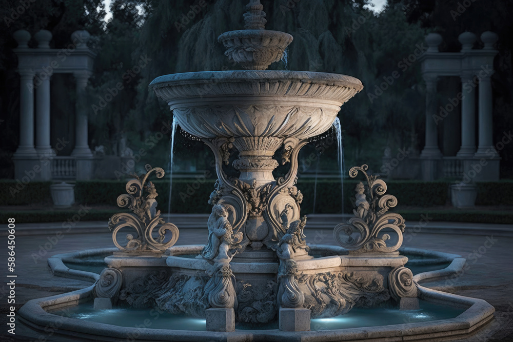 very beautiful large ornamental stone fountain elaborately decorated ...