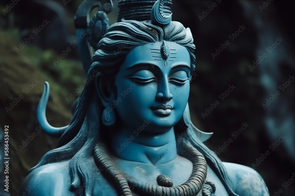 Hindu God Shiva statue in meditation with masisve power. Generative AI ...