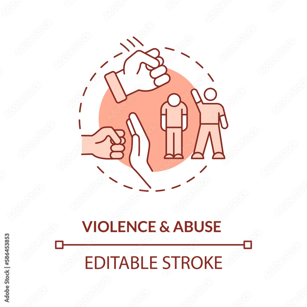 Violence and abuse red concept icon. Expressing aggression. Justice ...