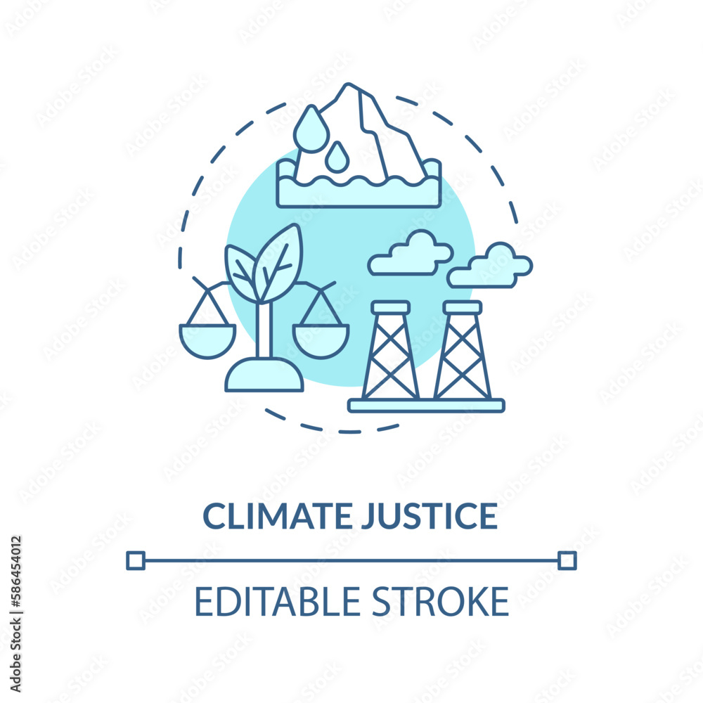 Climate justice blue concept icon. Global warming prevention. Social ...