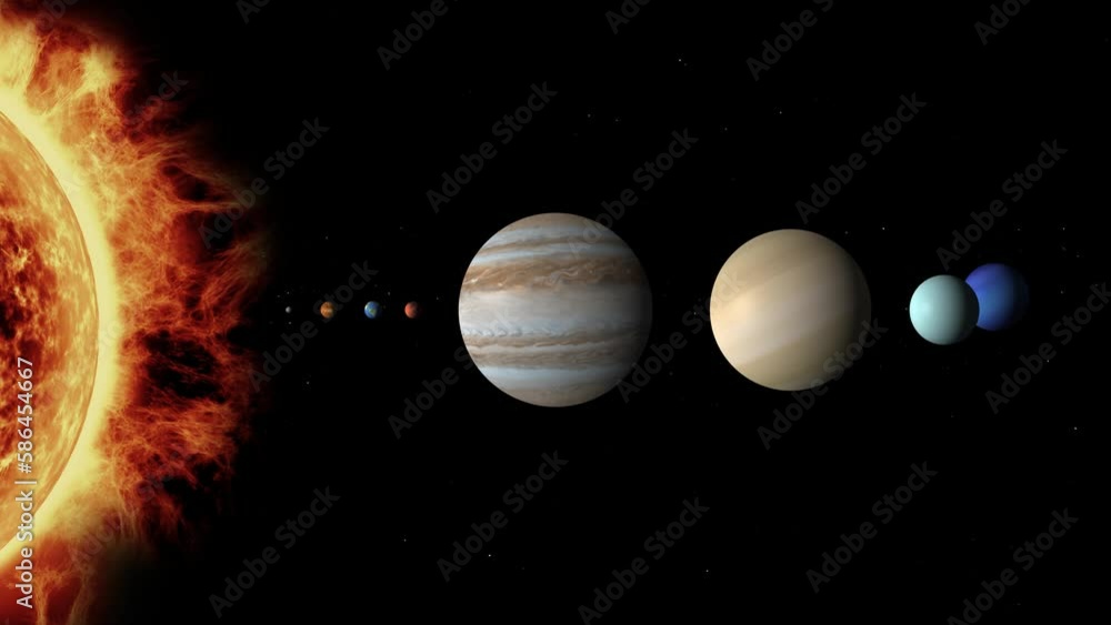 An Animated Solar System Zooming into the Neptune. Planet image use ...