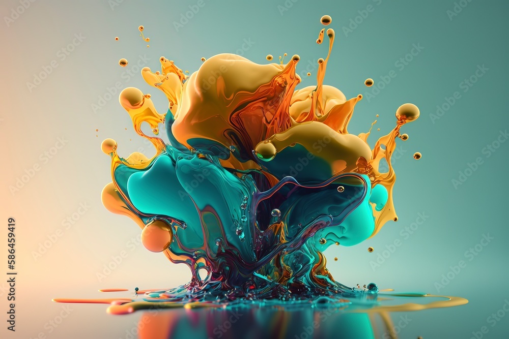 Vibrant 3D painting: Surrealistic, flowing textures meet colorful ...