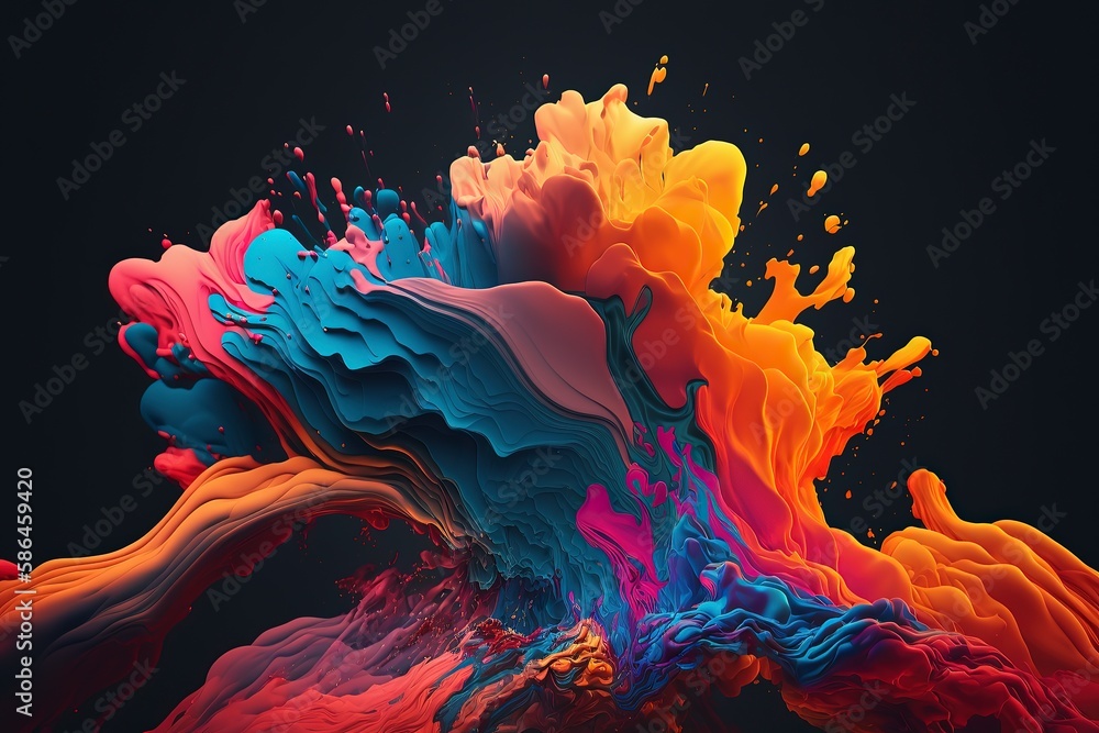 Vibrant 3D painting: Surrealistic, flowing textures meet colorful ...