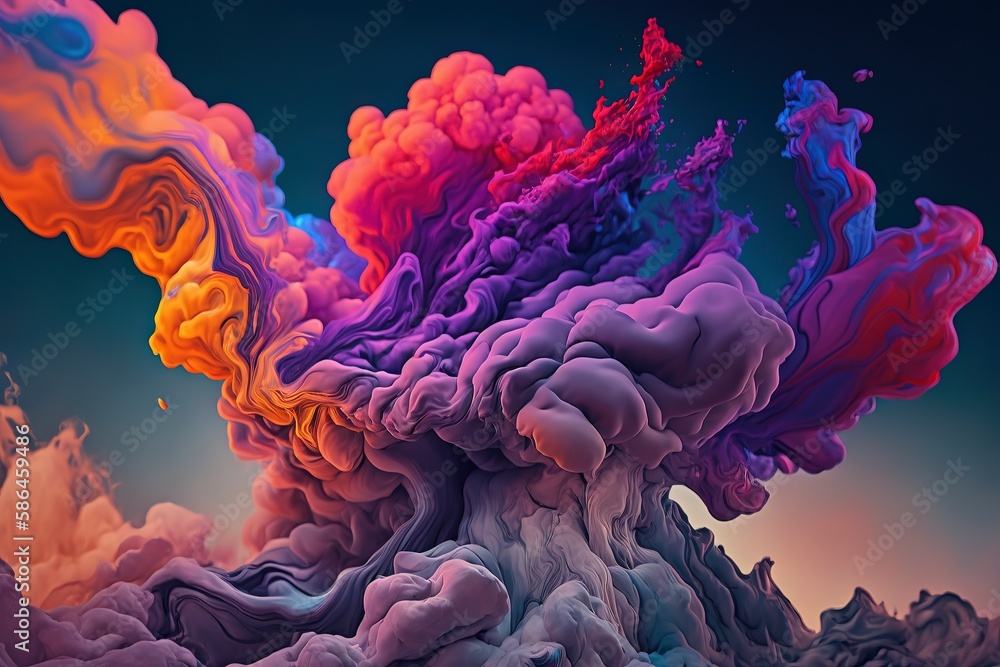 Vibrant 3D painting: Surrealistic, flowing textures meet colorful ...