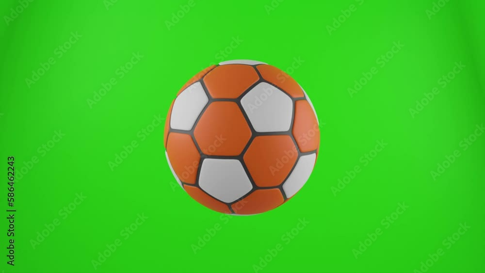 3D animation of soccer ball rotating 360 degree on green screen chroma ...