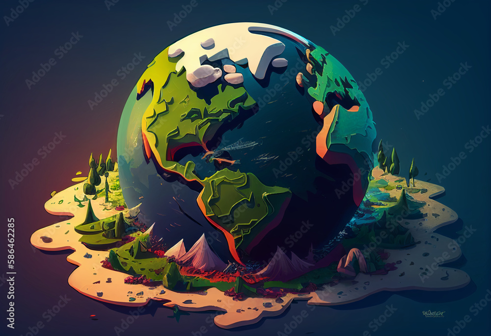 2d earth layer and nature illustration. AI generative. Stock ...